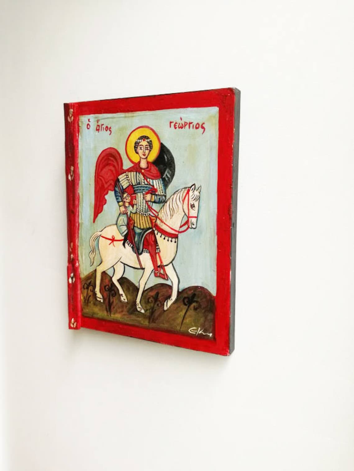 Saint George Icon Vintage St. George Folk Art Icon Greek - Etsy