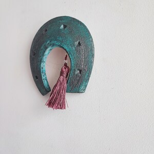Blue Ceramic Horseshoe, Life Size Horseshoe in Dark Tuquoise Blue ...