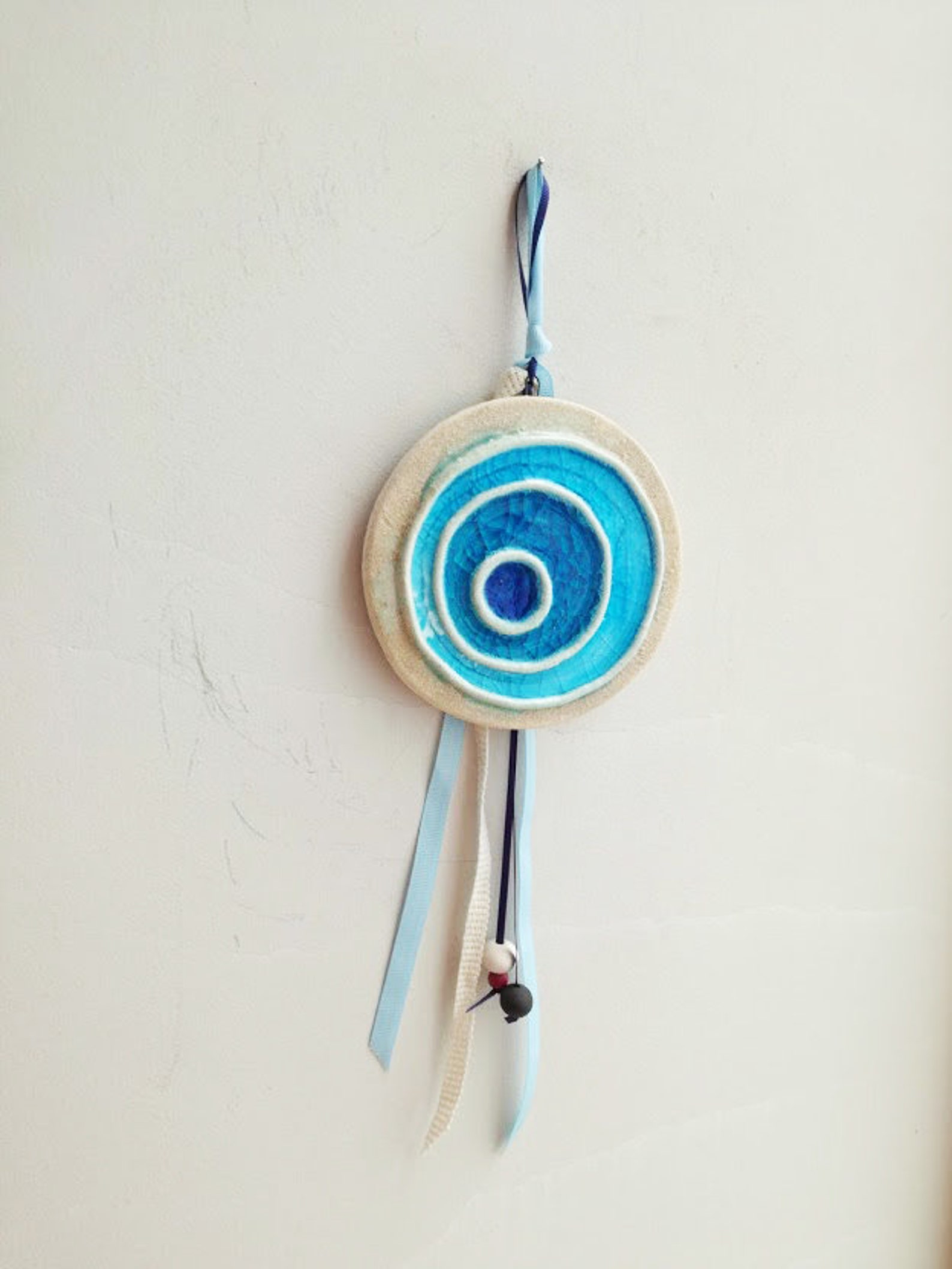 Ceramic blue eye Greek blue eye wall hanging Greek folk art | Etsy