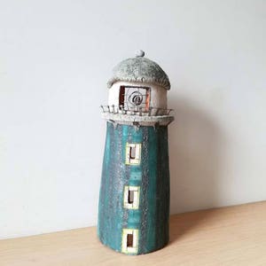 Ceramic Lighthouse Sculpture, Stoneware Lighthouse Wall Hanging in ...