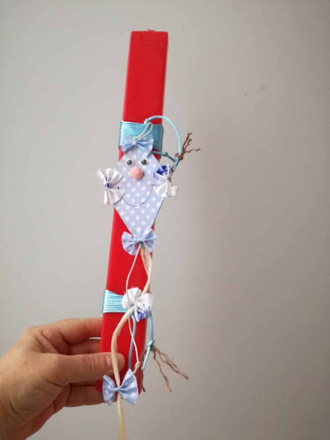 Kite Easter Candle, Blue Kite Ornament Onred, Easter Candle With Smile ...