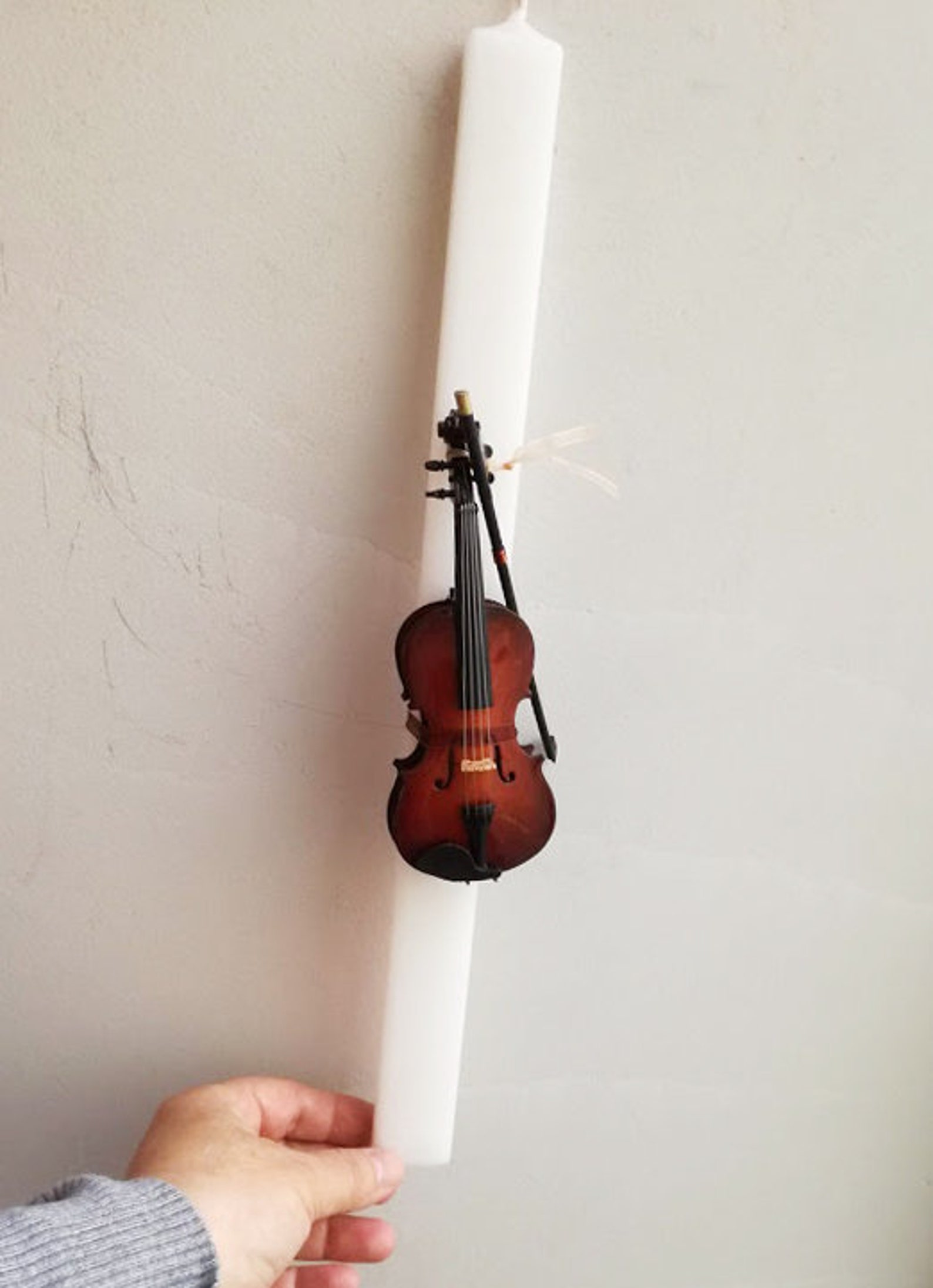 Violin Easter Candle White Greek Easter Candle With Vintage - Etsy