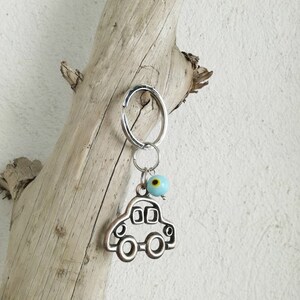Silver Car Keychain Alloy Car Charm With Blue Eye Bead Key - Etsy