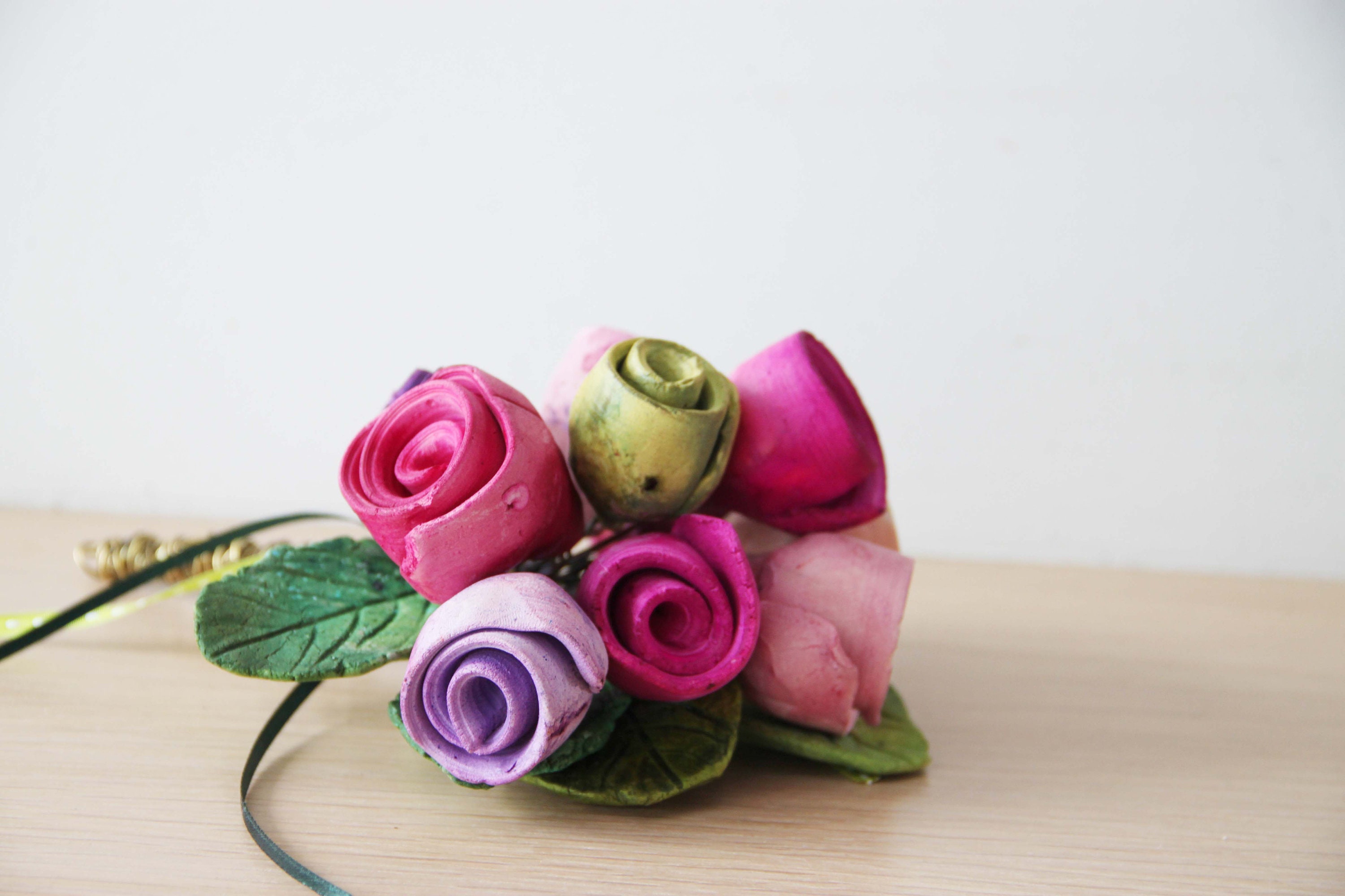 Ceramic Rose Bouquet Pink-coloured Ceramic Roses With - Etsy