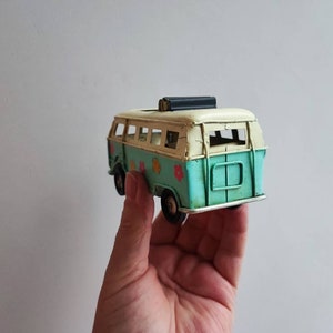 Blue Hippie Van, Tiny Cream and Turquoise, Vintage Hippie Van With ...
