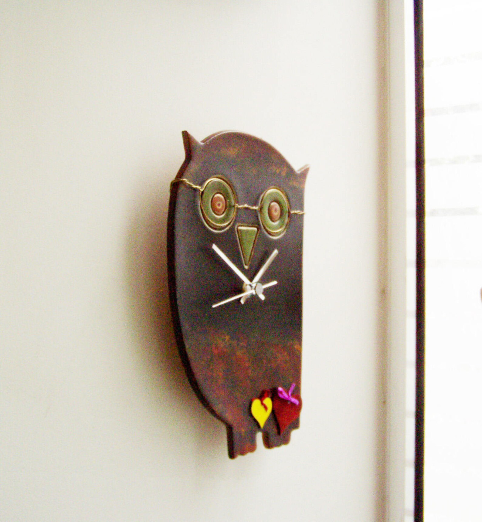 Black Owl Clock, Ceramic Wall Clock of Owl With Black Head and Dark ...