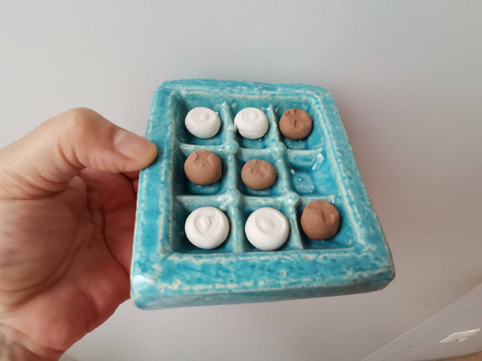 Ceramic Tic-tac-toe Blue White Brown Ceramic Noughts and - Etsy