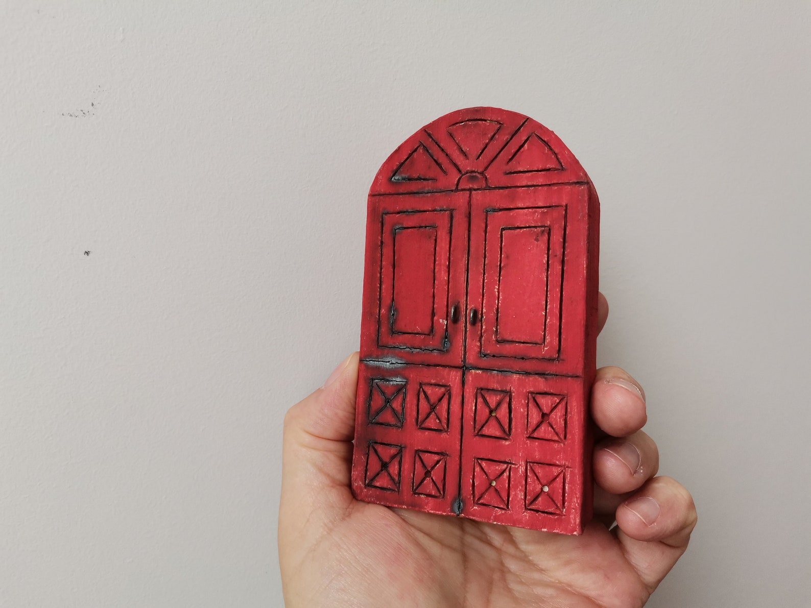 Red Front Door Sculpture Domed Stoneware Greek House Gate - Etsy