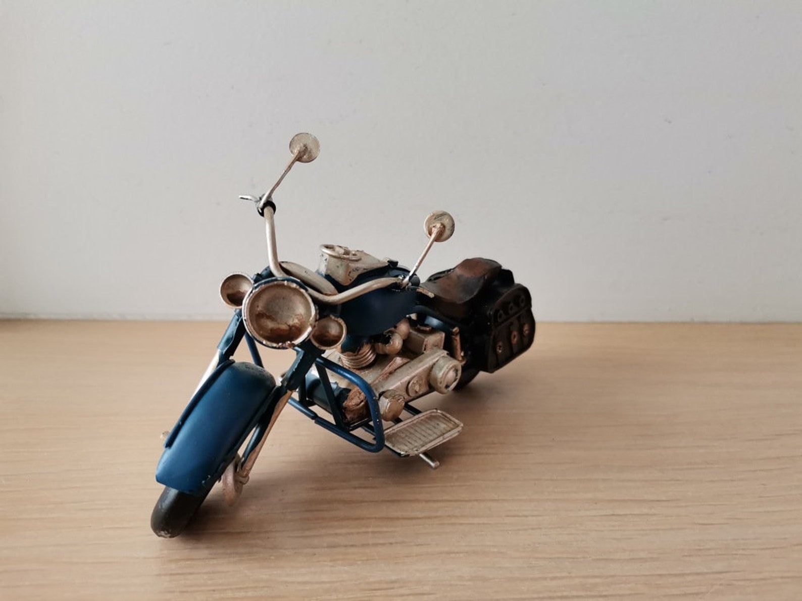 Retro Blue Bike, Retro Collectible, Retro Style Miniature Motorbike ...