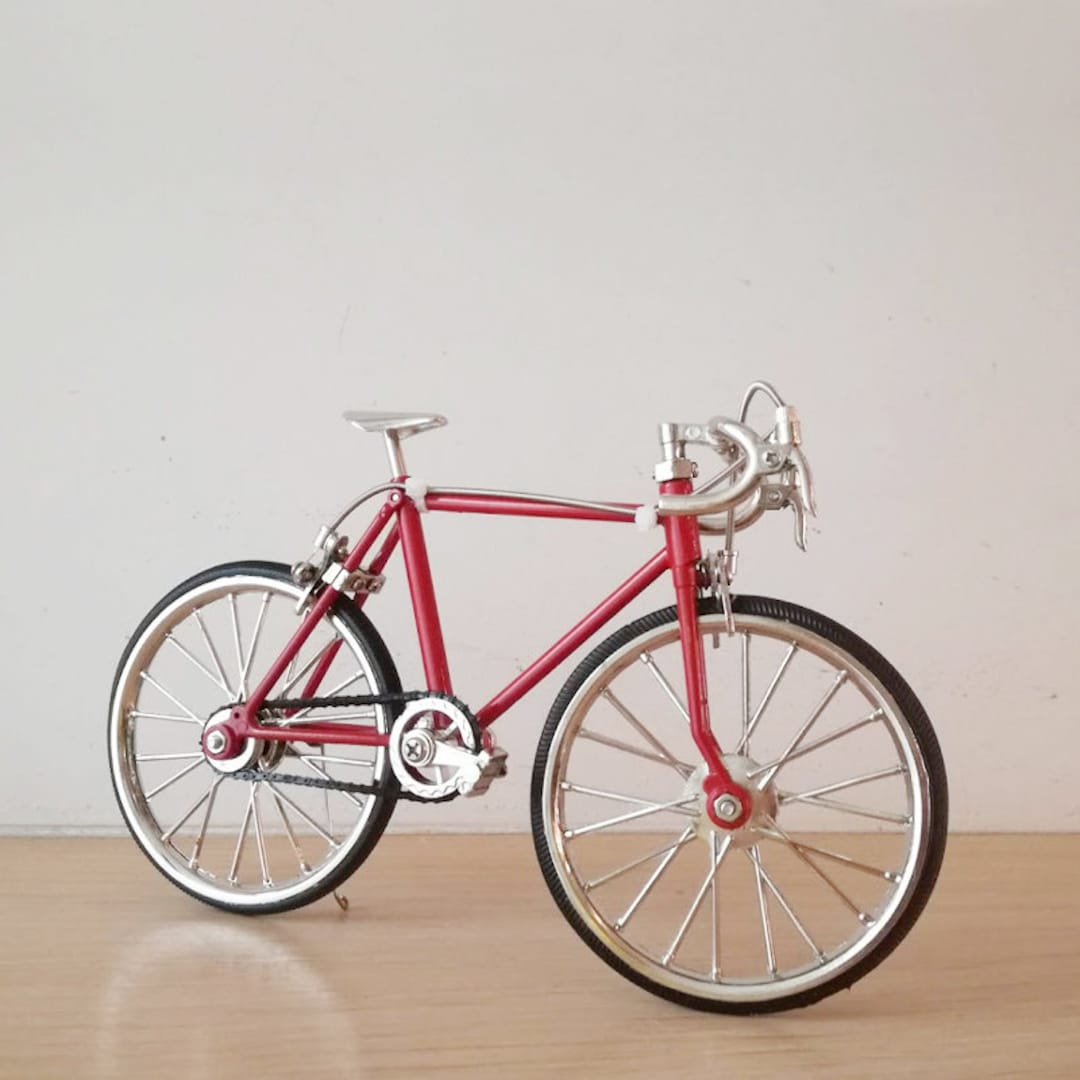 Red Racing Bike Miniature, Vintage Collectible Toy, Red Bicycle ...