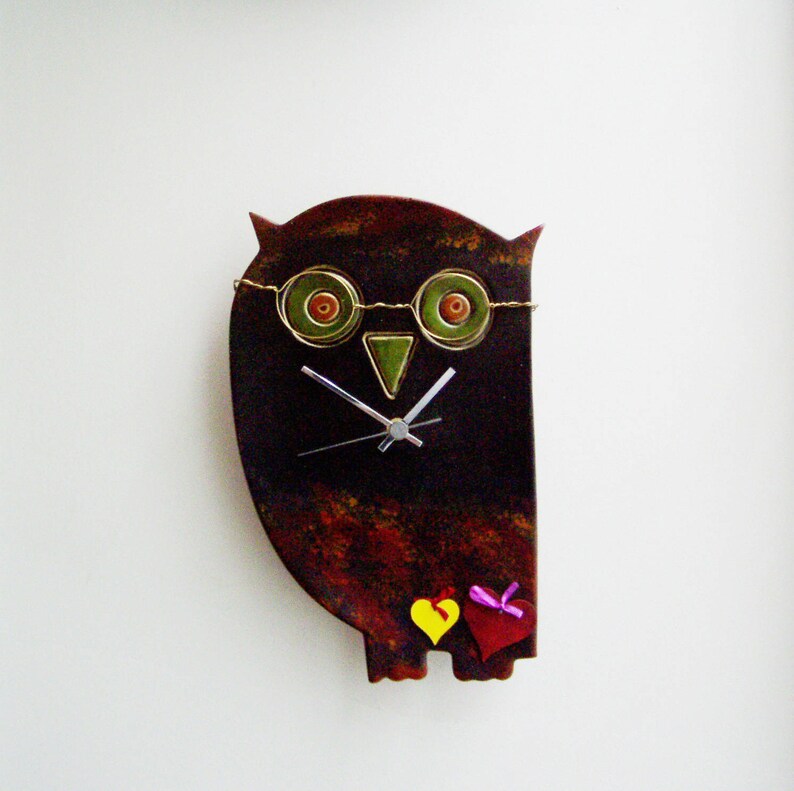 Black Owl Clock Ceramic Wall Clock of Owl With Black Head and - Etsy