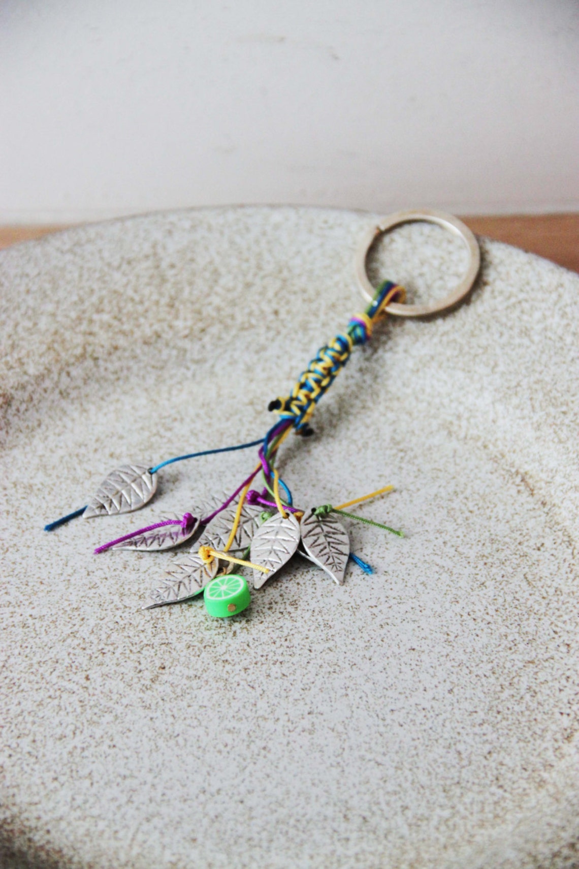 Tree Leaves Key Ring Macrame Colourful Cords Key Chain With - Etsy