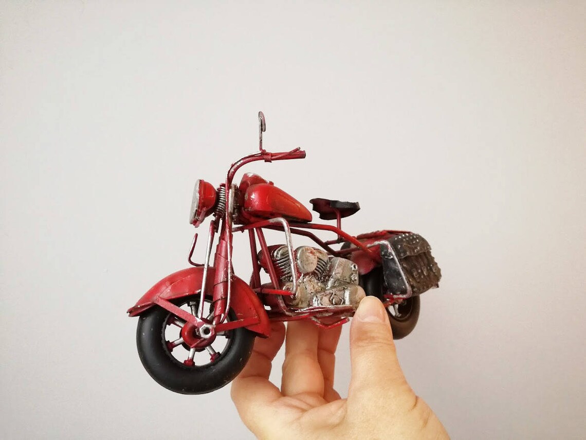 Red Motorcycle Miniature Retro Collectible Miniature of Red | Etsy