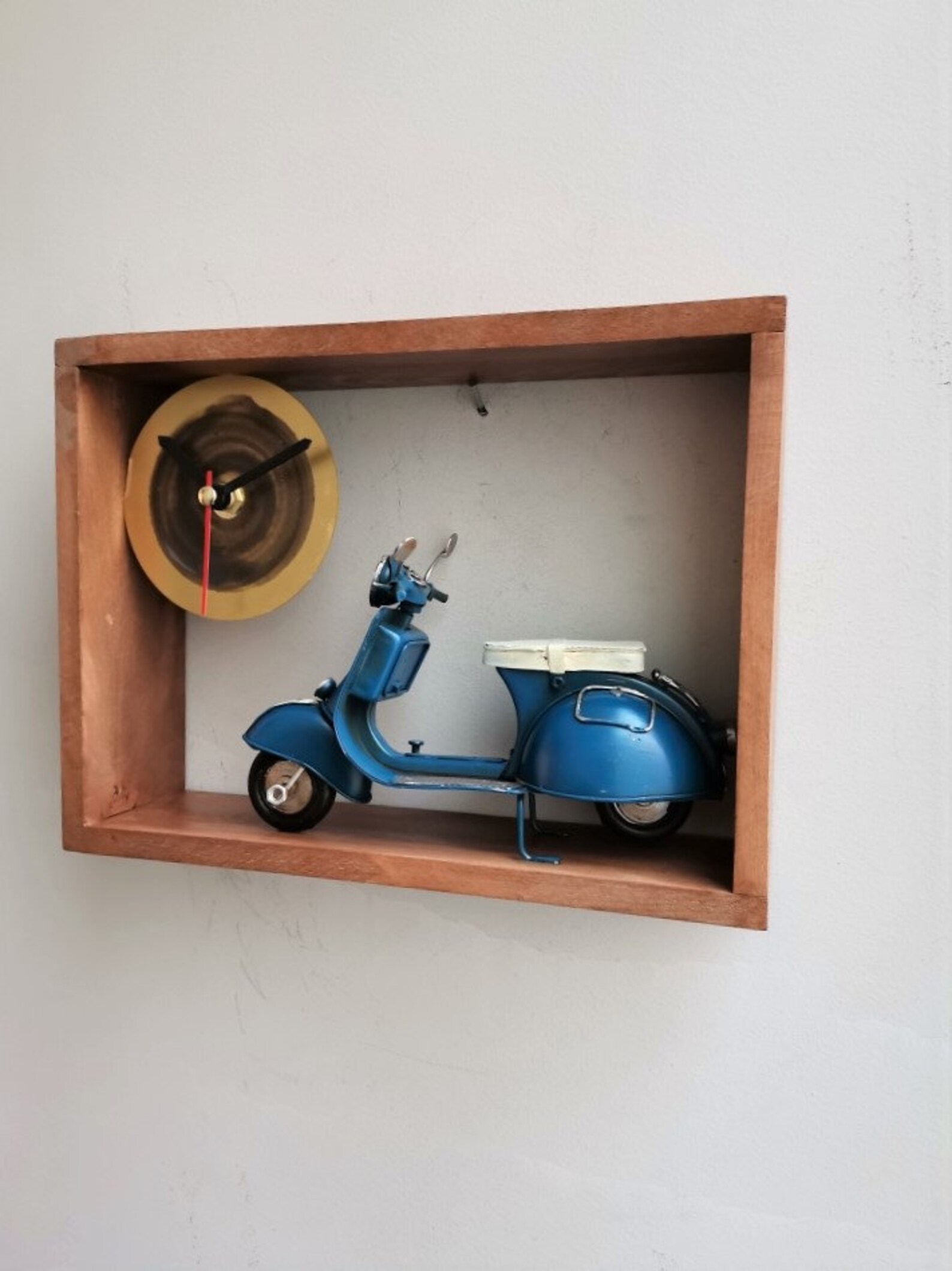 Blue Scooter Clock Wooden Frame Clock With Navy Blue Scooter - Etsy