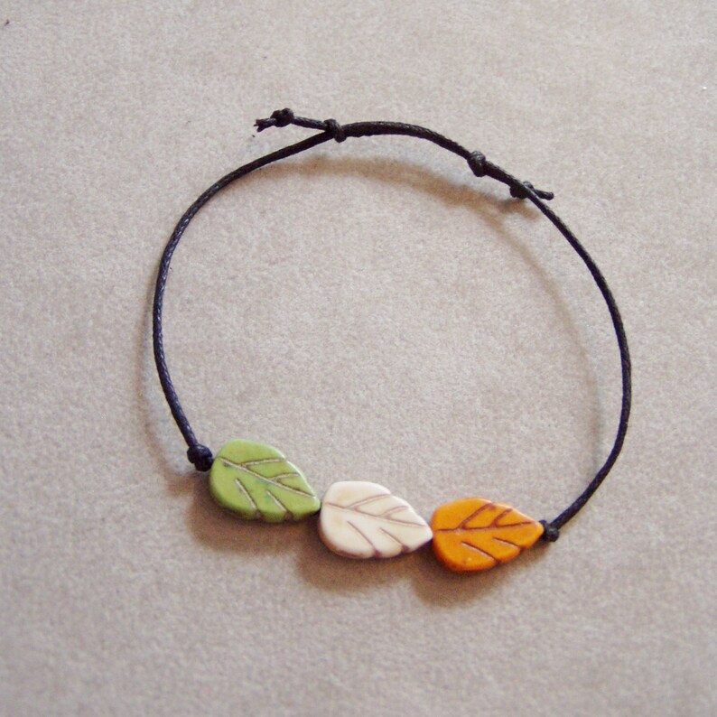 Sideways Leaves Colourful Bracelet With Adjustable Black - Etsy
