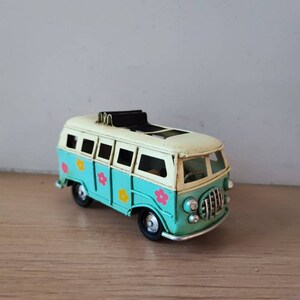 Blue Hippie Van, Tiny Cream and Turquoise, Vintage Hippie Van With ...