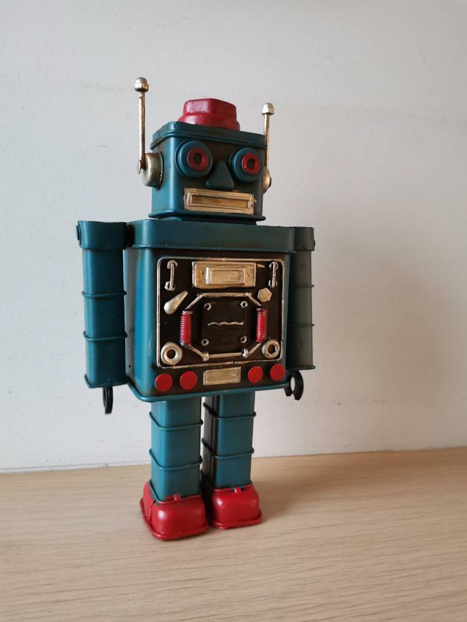 Blue Robot Toy Tin Metal Robot Toy Vintage Robot Figurine | Etsy