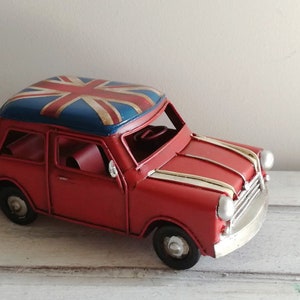 Red Mini Car Miniature With British Flag, Vintage, Collectible ...