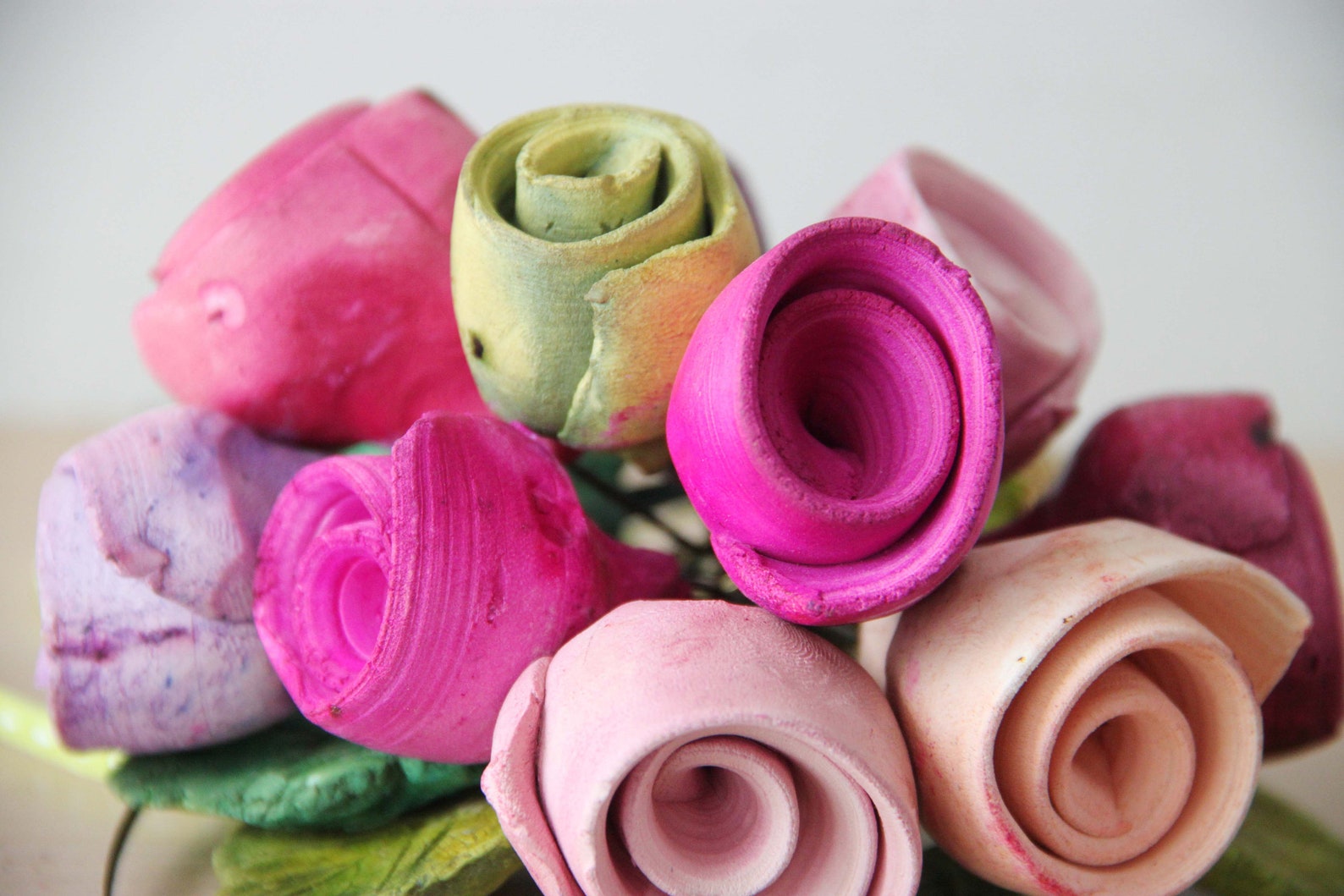 Ceramic Rose Bouquet Pink-coloured Ceramic Roses With - Etsy