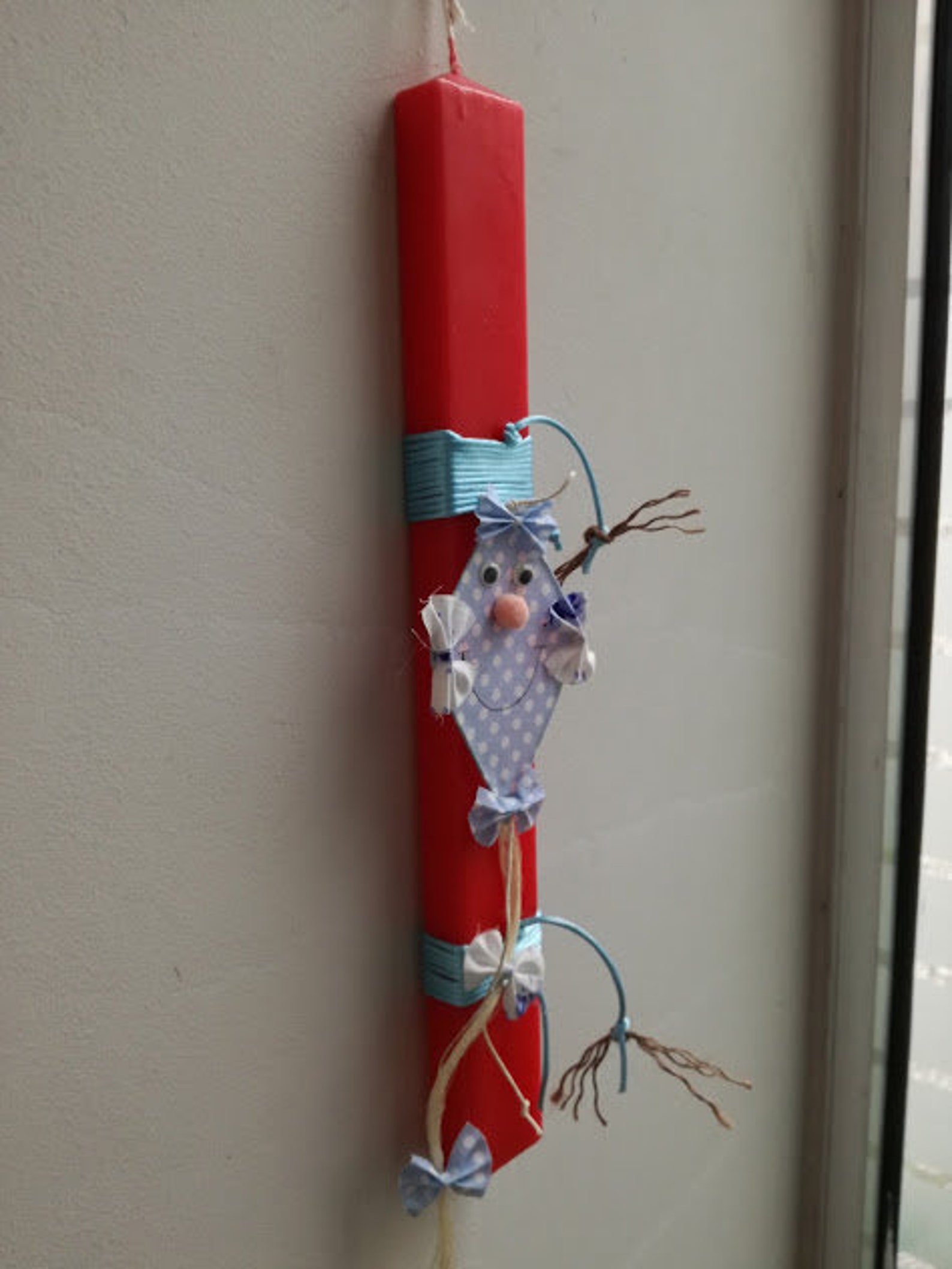 Kite Easter Candle, Blue Kite Ornament Onred, Easter Candle With Smile ...