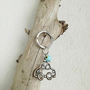 Silver Car Keychain Alloy Car Charm With Blue Eye Bead Key - Etsy