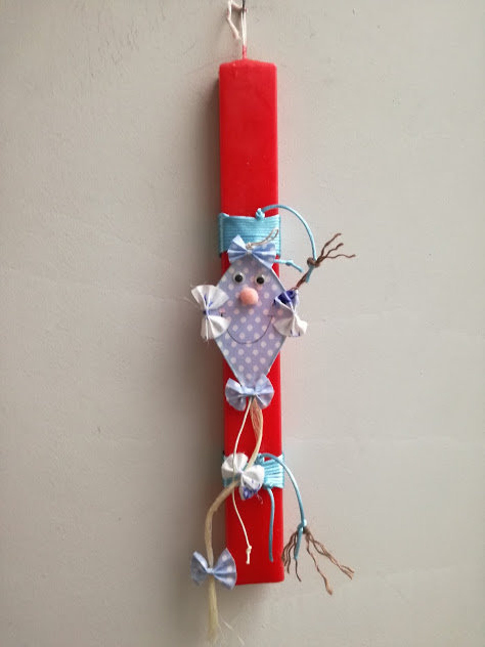 Kite Easter Candle, Blue Kite Ornament Onred, Easter Candle With Smile ...