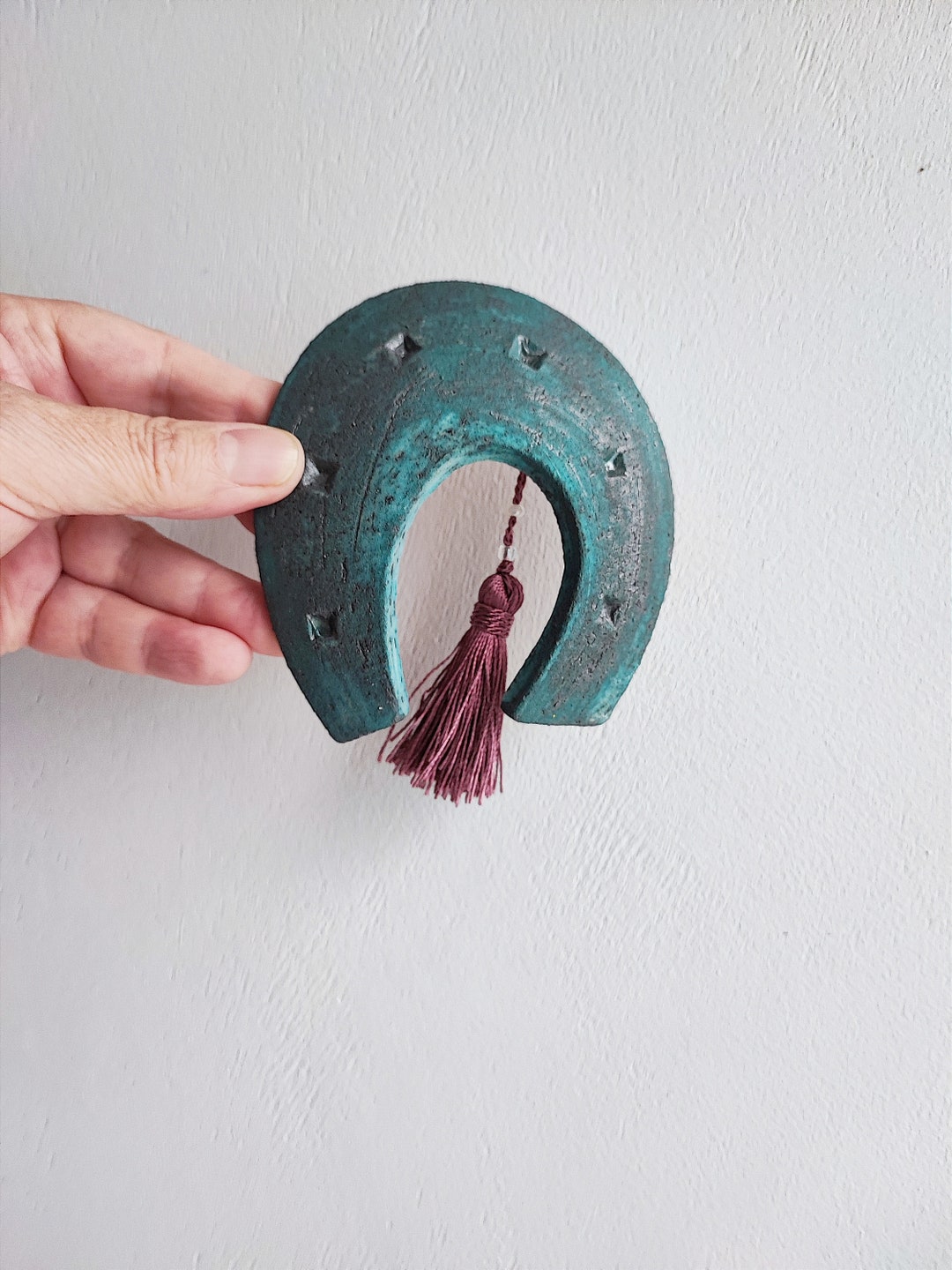 Blue Ceramic Horseshoe, Life Size Horseshoe in Dark Tuquoise Blue ...