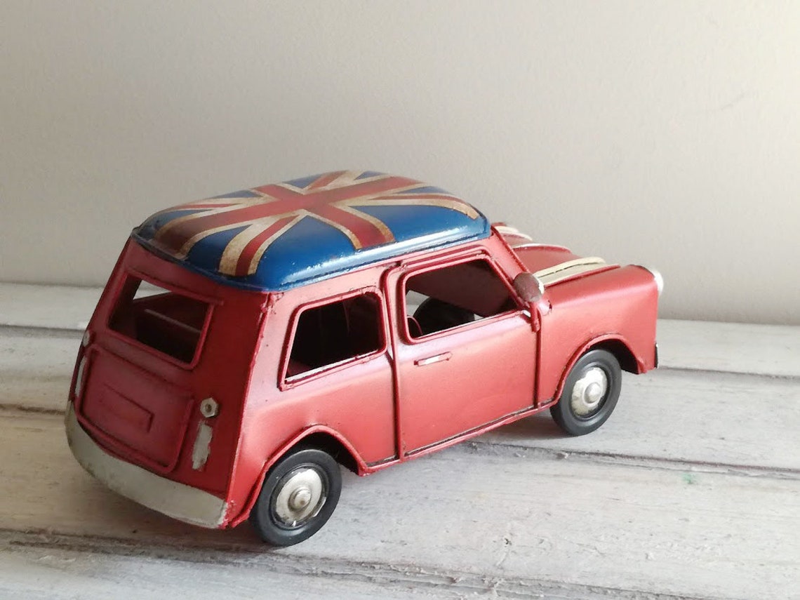 Red Mini Car Miniature With British Flag Vintage Collectible | Etsy