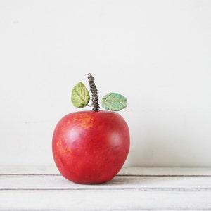 Red Apple Sculpture, Life Size Ceramic Apple, Red Ceramic Apple With ...