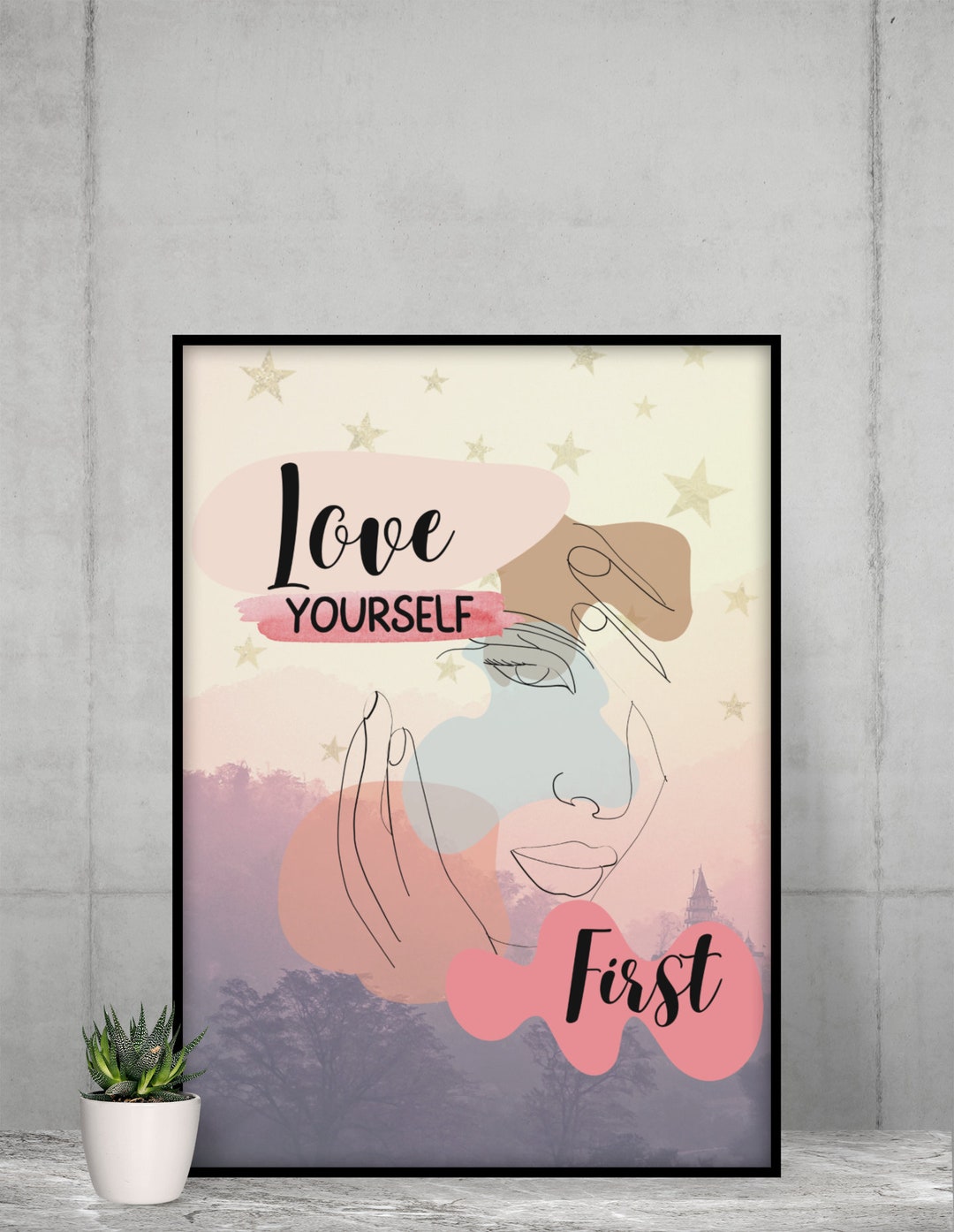 Love Yourself First Art Print | Mental Health Illustration (digital ...