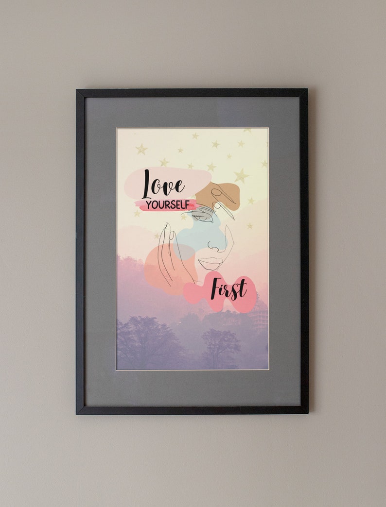Love Yourself First Art Print | Mental Health Illustration (digital ...