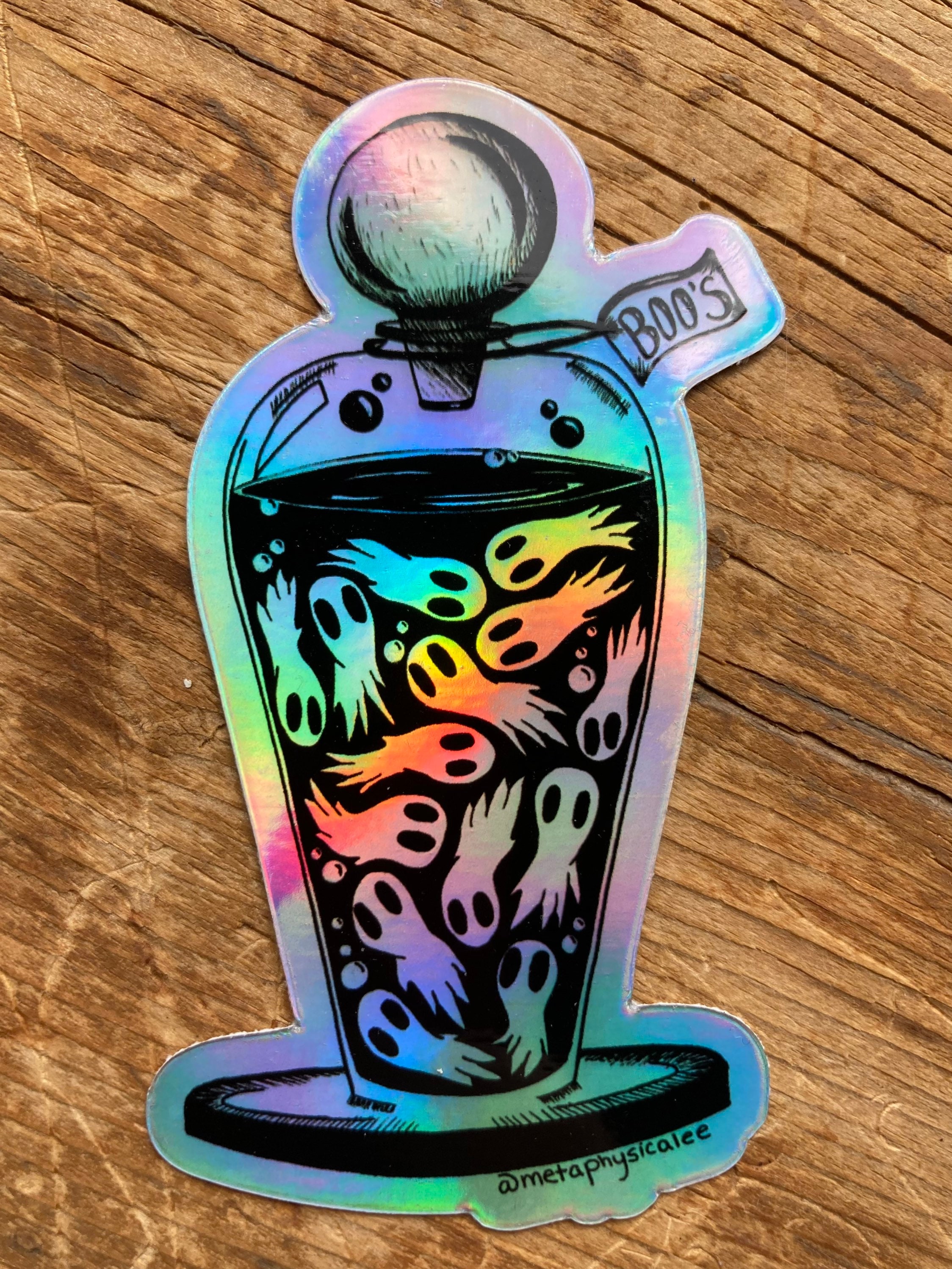 Bottle of Boos Booze Ghost Halloween Holographic Sticker - Etsy
