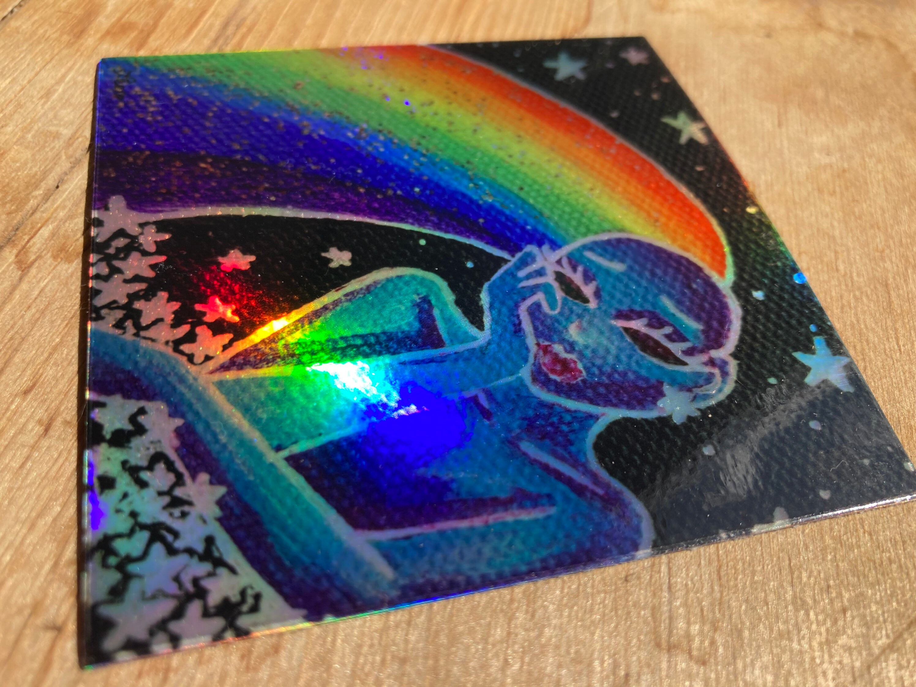 Melancholy Rainbow Sad Space Crying Woman Holographic Vinyl Sticker ...