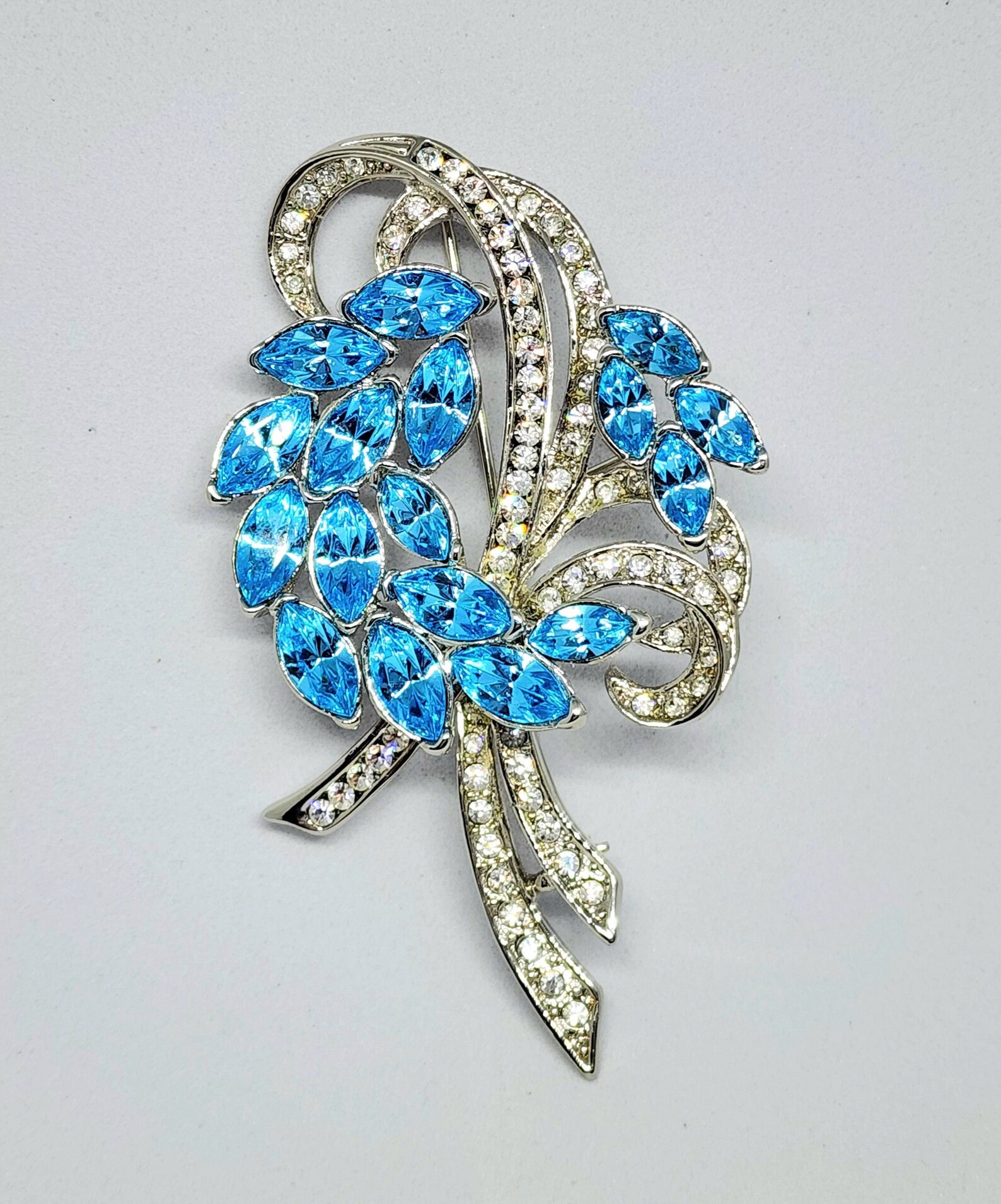 Vintage Ciro Signed Blue Topaz and Crystal Rhinestone Floral - Etsy