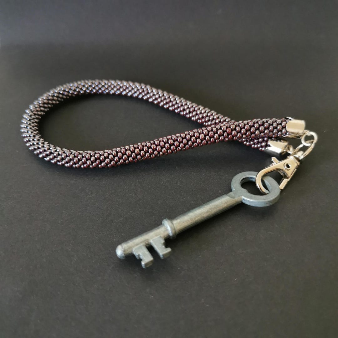 Seed Bead Keychain Wristlet. Ready to Ship Bead Crochet Wrist Strap ...