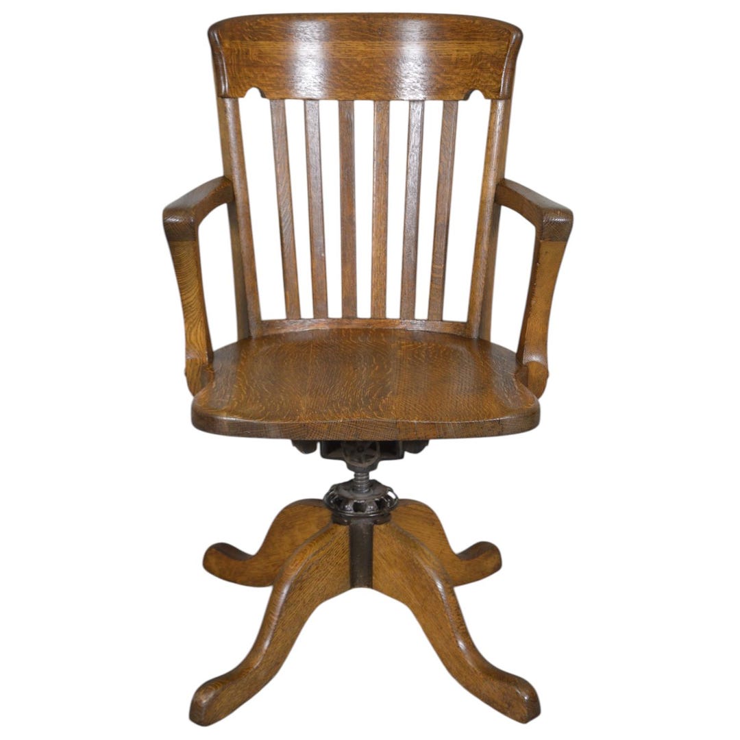 Antique Tiger Oak Tilt Swivel Lawyers/bankers Office Armchair #22319 - Etsy