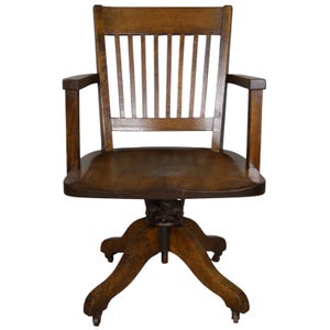 Antique Oak Swivel Tilt Office Chair - Bankers Lawyers Chair, 1930s ...
