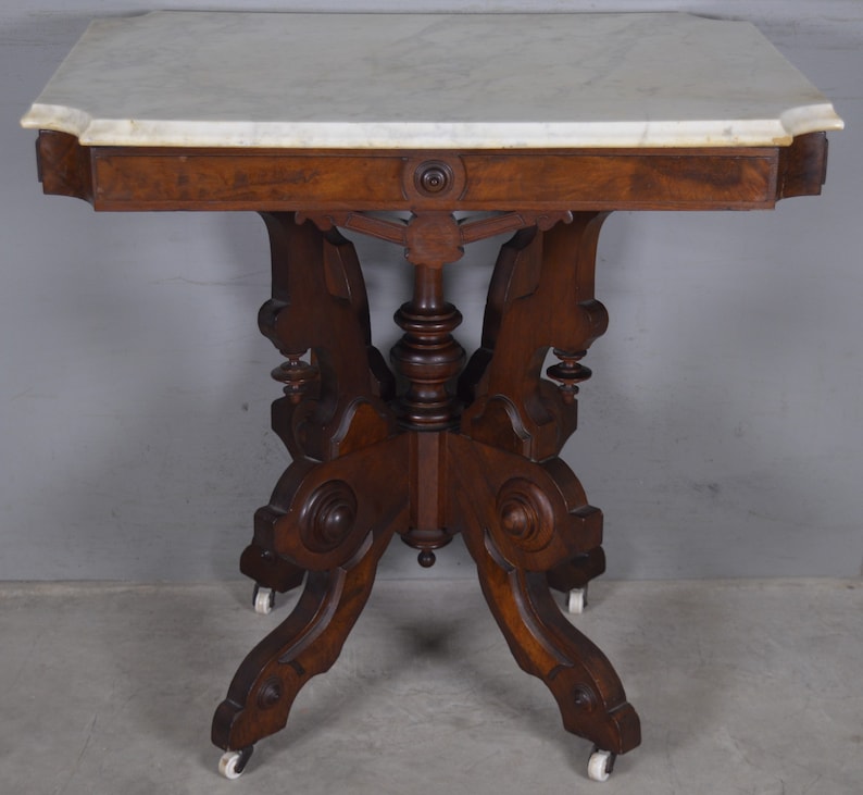 Antique Heavily Carved Oversize Marble Top Parlor Stand #21722 - Etsy