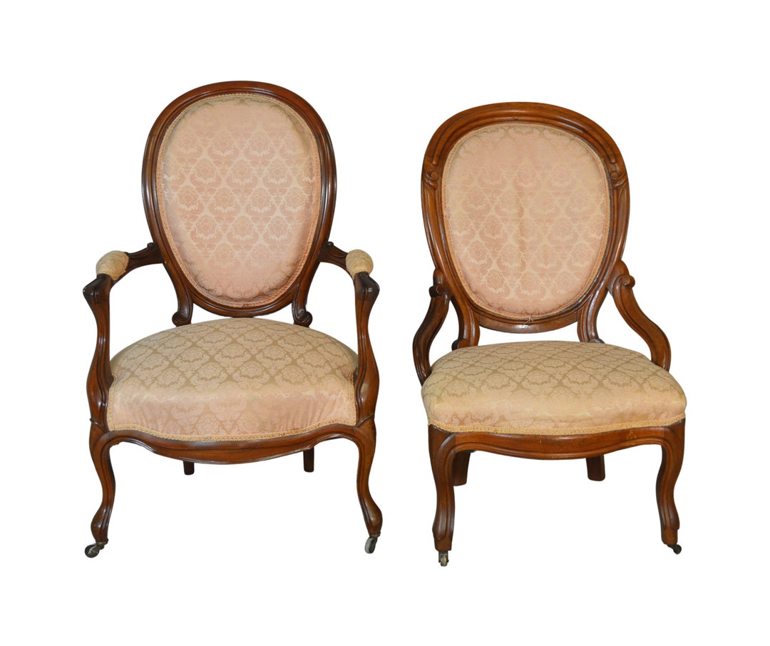 Antique Parlor Chairs, Victorian Lady’s and Gent’s Chairs #21378 - Etsy