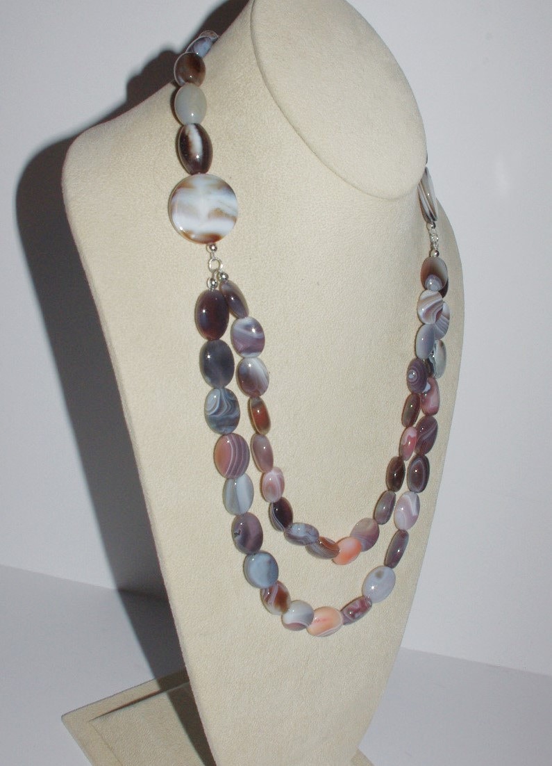 925 Natural Agate Gemstone Necklace - S2349