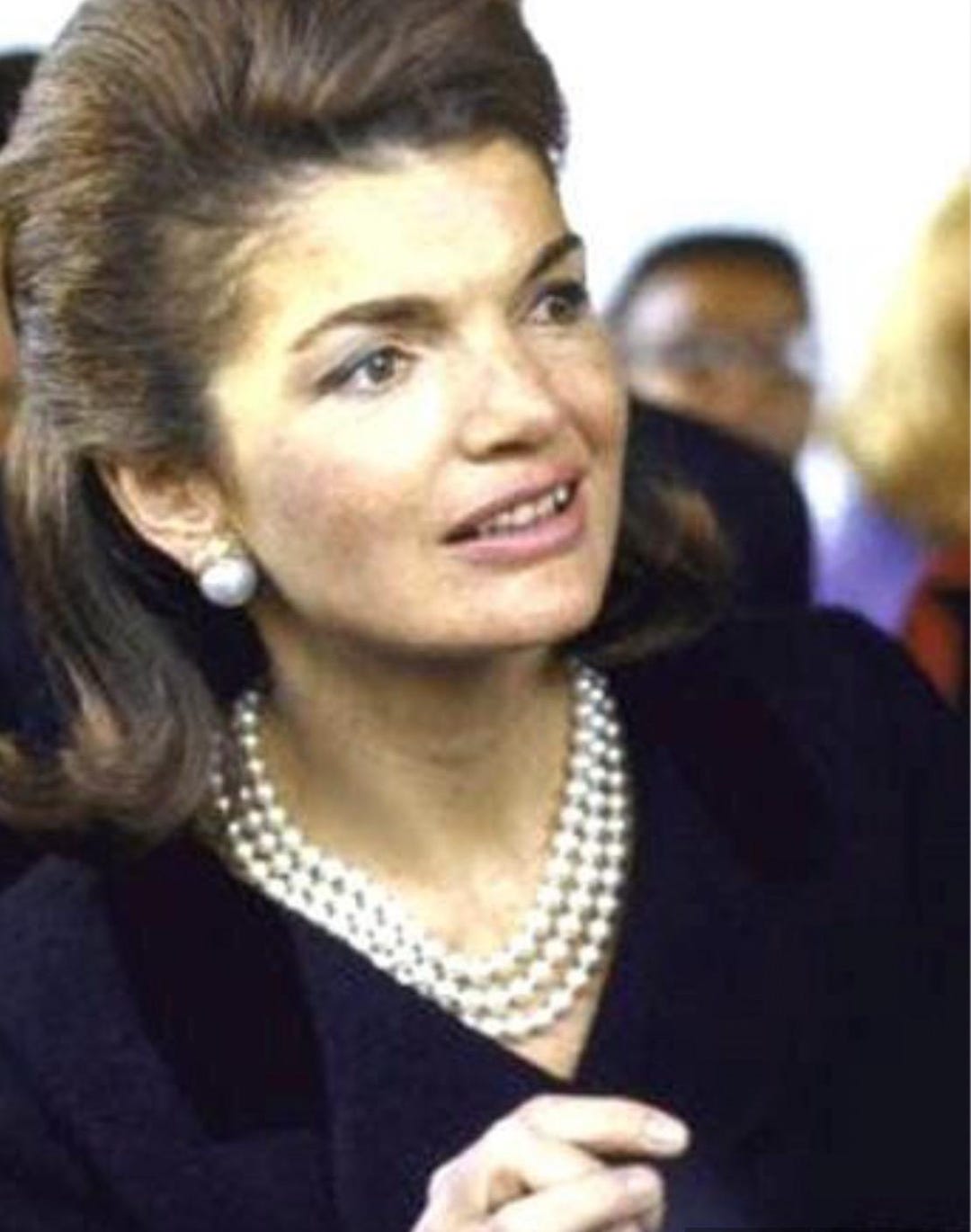 Jackie Kennedy Pearl Jewelry Set: JBK Triple Strand Necklace and Halo Pierced Earrings June ...