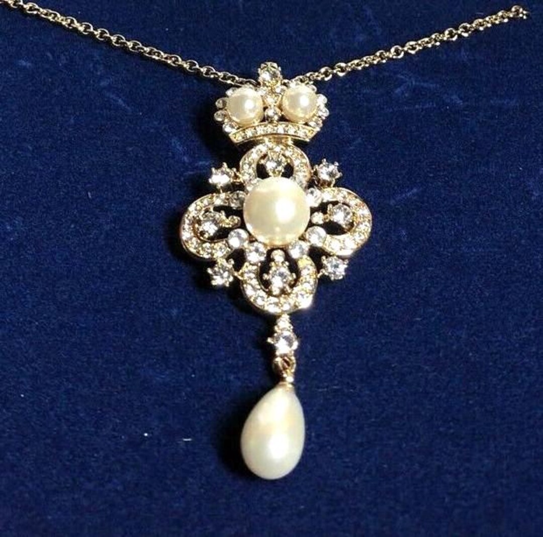 RARE Jackie Kennedy Pearl Necklace JBK Pearl Pin Pendant Necklace JBK ...