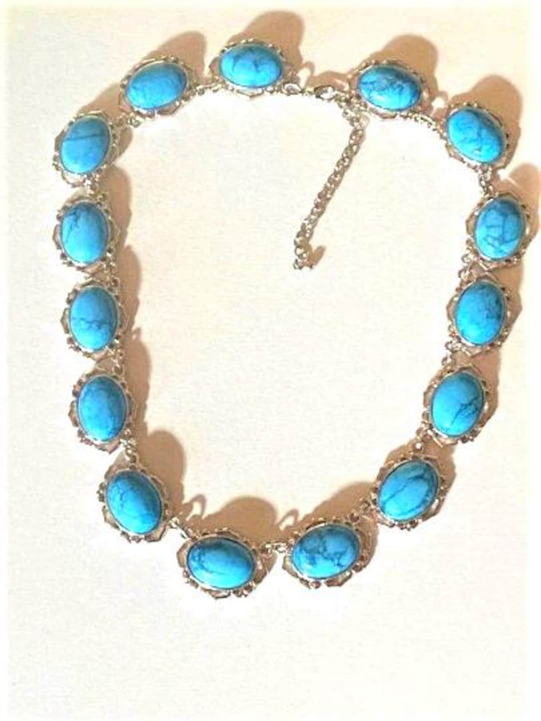 Jackie Kennedy Turquoise Necklace JBK Silver Abd Blue Necklace by ...