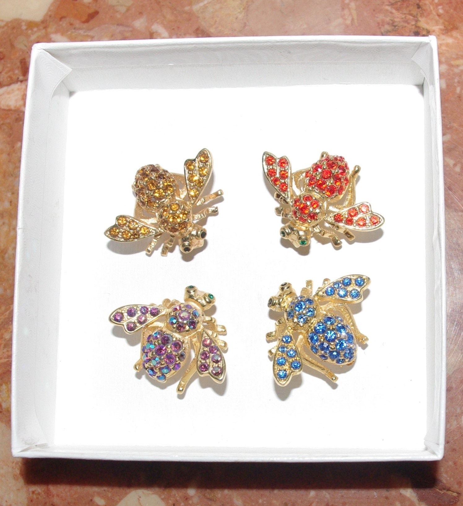 Set of 4 Joan Rivers Bee Pins - S3103