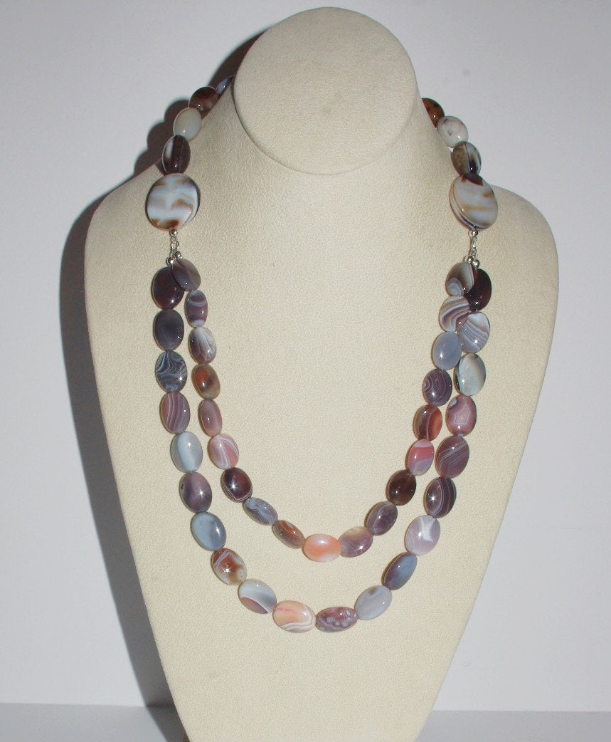 925 Natural Agate Gemstone Necklace - S2349
