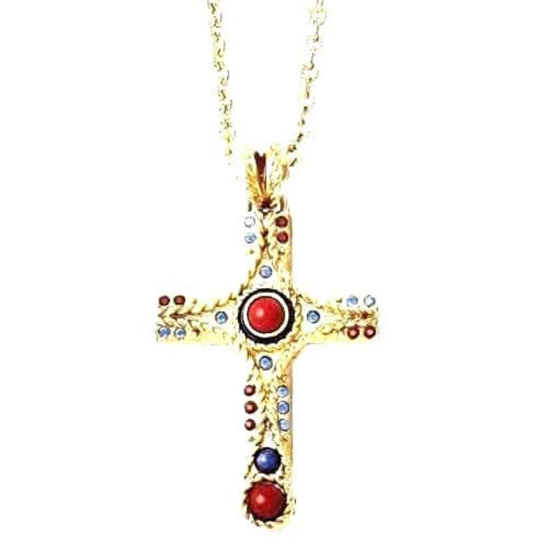 JBK Jackie Kennedy Gold Cross Pendant Necklace: Jasper, Sodalite ...