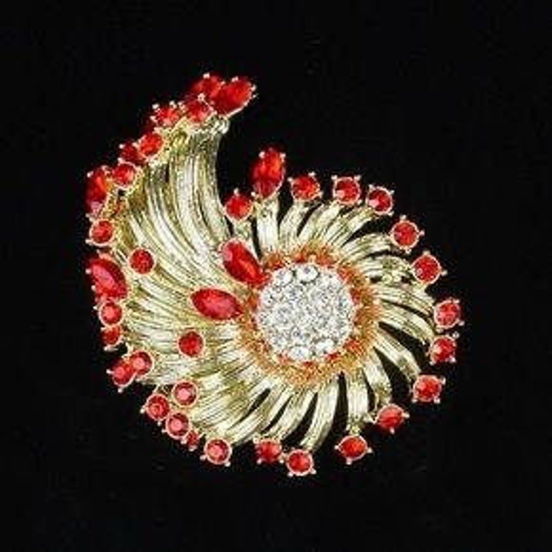 RARE Jackie Kennedy Ruby Brooch JBK Gold Brooch With Red - Etsy