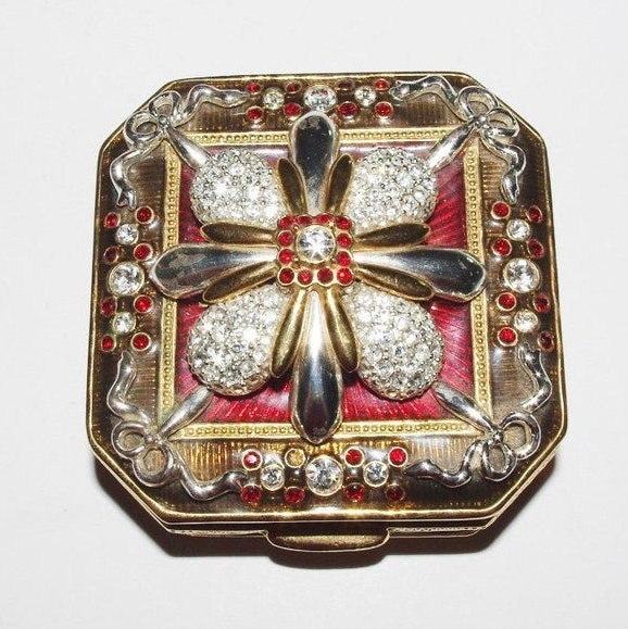 Joan Rivers TRINKET BOX with Crystal Brooch AND Earrings - S3212