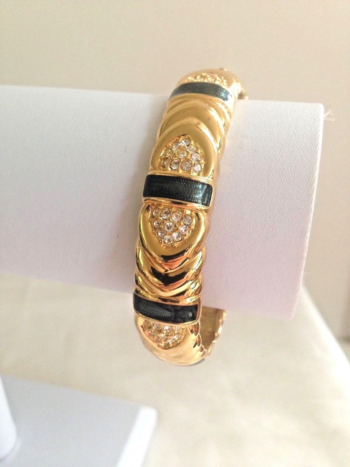 Joan Rivers Gold and Green Hinged Bracelet - S3023-A