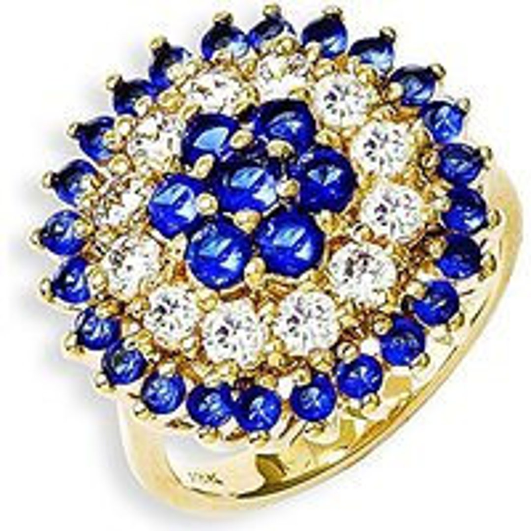 Jackie Kennedy Blue Ring JBK Blue and Gold Ring With Crystals by ...